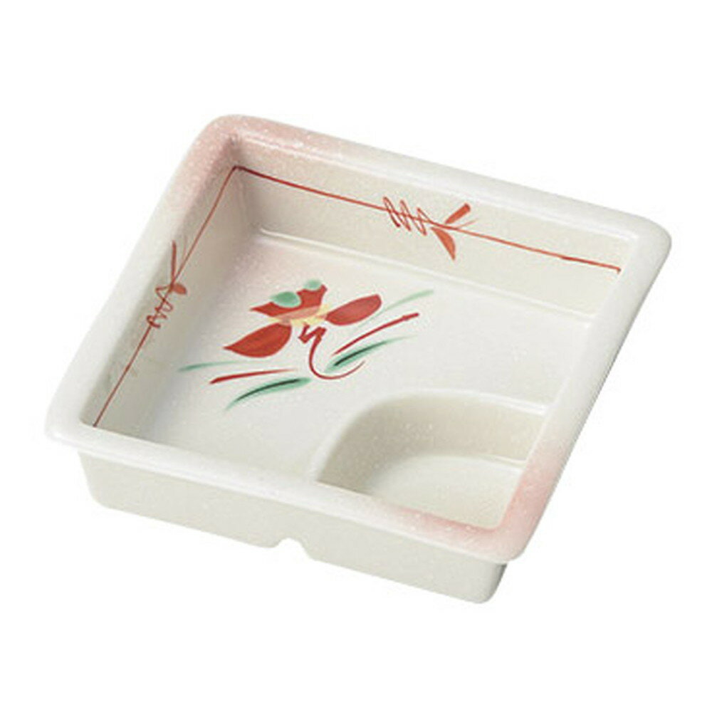 [商品名]　赤絵花紋ピンク吹仕切鉢[素材]　磁器[寸法]　11.5 x 11.5 x 3.3cm[産地]　日本商品によっては手造りのため、写真と色・かたちが若干異なることがございます。一般に陶磁器のサイズ・容量・色は、生産工程・焼成温度の変...
