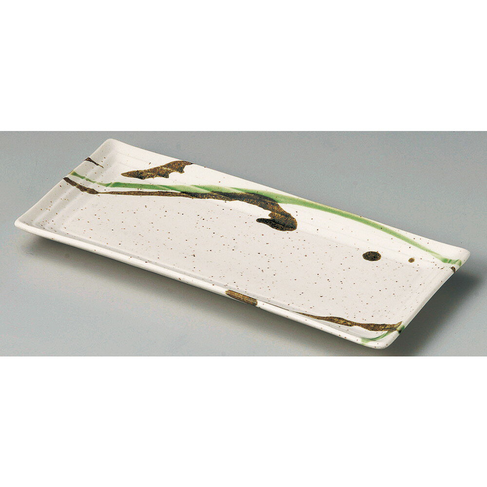 [商品名]　粉引黒オリベ流し段々サンマ皿[素材]　磁器[寸法]　28.7 x 13 x 2.5cmお店からご自宅まで、季節を問わず、様々なシーンでご利用いただける商品です。[ 28.7 x 13 x 2.5cm ] 磁器 日本製 一部の商品...