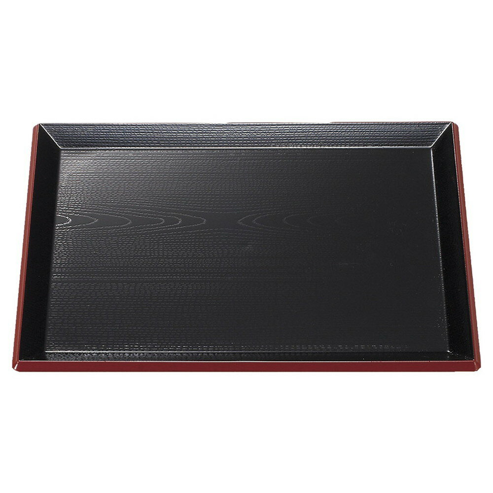 [商品名]　(A)富士長手木目盆 黒渕朱尺5寸[素材]　樹脂[寸法]　[ 450 x 330 x 17mm ] お店からご自宅まで、季節を問わず、様々なシーンでご利用いただける商品です。[ 450 x 330 x 17mm ]メーカーからの...