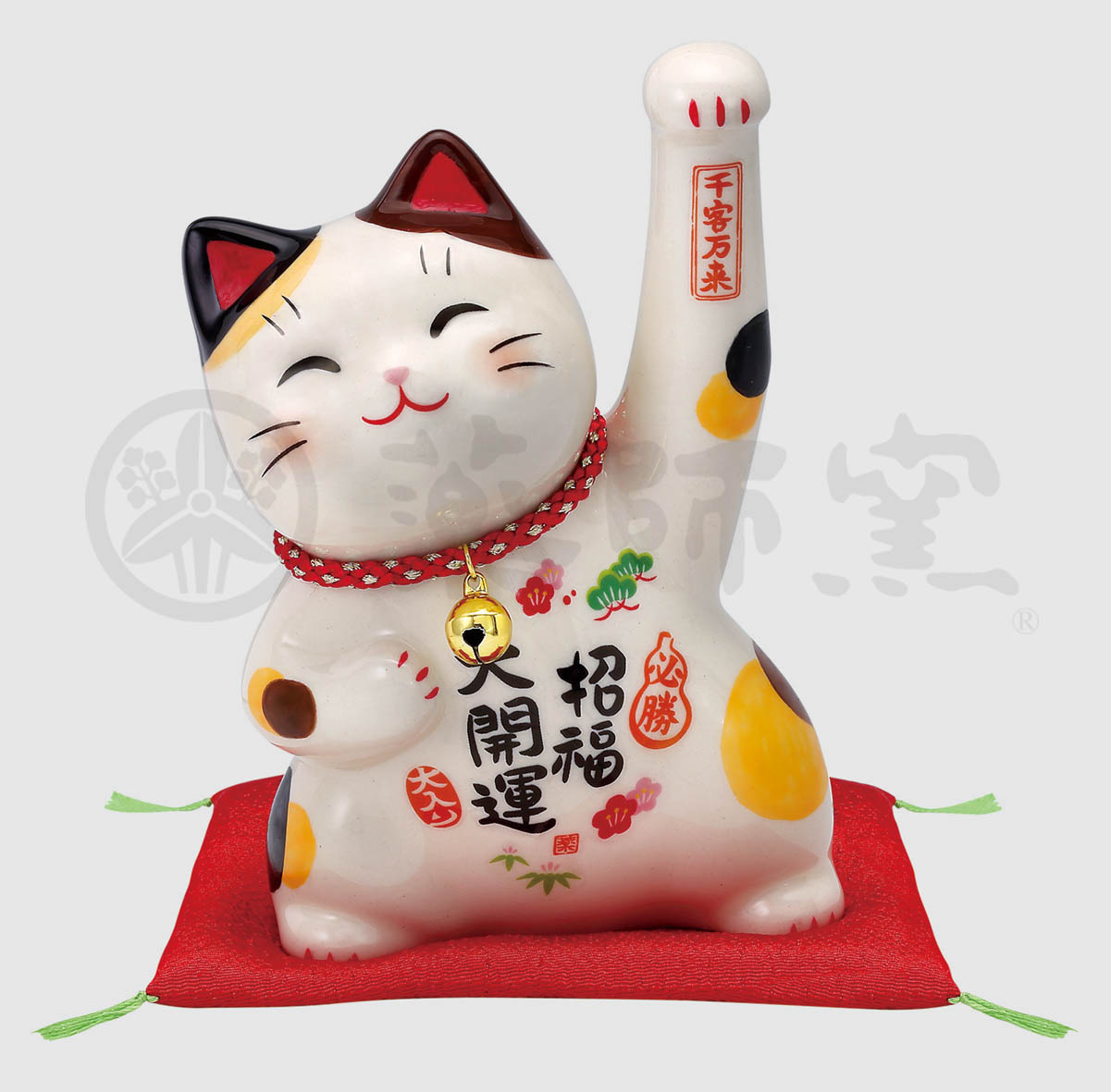 高さ14.5cmせともの製「まねき猫」 たくさんのお願いが叶いますようにと願いをこめて、運を開き福を招く縁起のよい招き猫ちゃんをお届けいたします♪ 一般に、右手を挙げているものはお金（幸運）を、左手を挙げているものはお客さんを呼ぶといわれて...