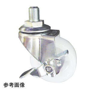 ナイロン車の特徴●強度があり、なおかつ軽量です。●平らな路面での始動性がすぐれています。●硬度が高いため走行時に音がする欠点があります。 ※この図面は種別：「自在」のものです。ストッパー付は大きさをご参考ください。 ナンシン　キャスターの仕...