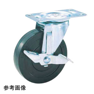 ゴム車の特徴●一般的によく使われている車輪材質です。●弾力性があり、表面強度(HS65〜85)。凹凸の路面でも安心した走行ができます。●安価かつ静粛性に優れています。●路面が黒く汚れる欠点があります。 ※この図面は種別：「自在」のものです。...