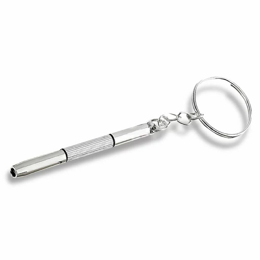 ■1本3役のマルチドライバー！ 　キーホルダータイプで携帯も便利なドライバー。 　メガネのメンテナンスやいざというときに大活躍間違いなし！ 　小さいネジやナットに最適です。 ■メガネのお手入れにも使える！ 　メガネやサングラスの小さなネジに...