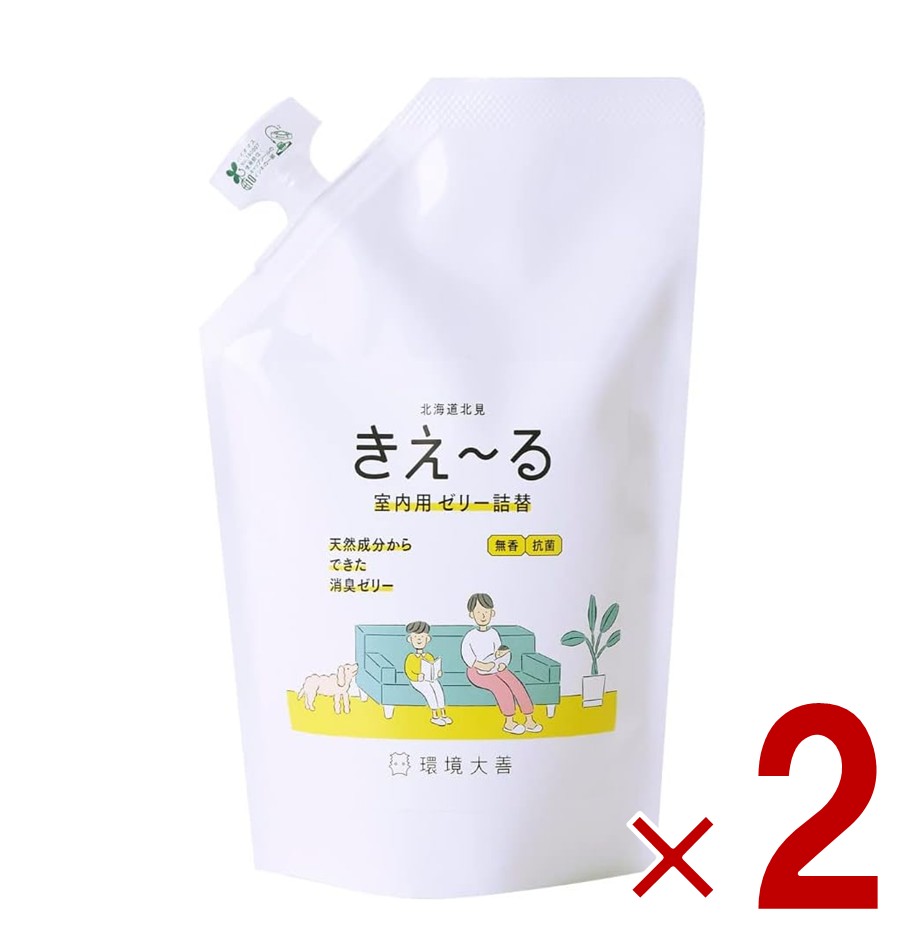 置くだけで生活臭をスッキリ消臭する「きえーる 室内用 ゼリータイプ」の、たっぷり使えるお得な詰め替え用（480g）です。通常サイズ（160g）のちょうど3回分が入っており、ゴミの削減にもつながるエコ仕様。香りでごまかさない、天然成分100%...