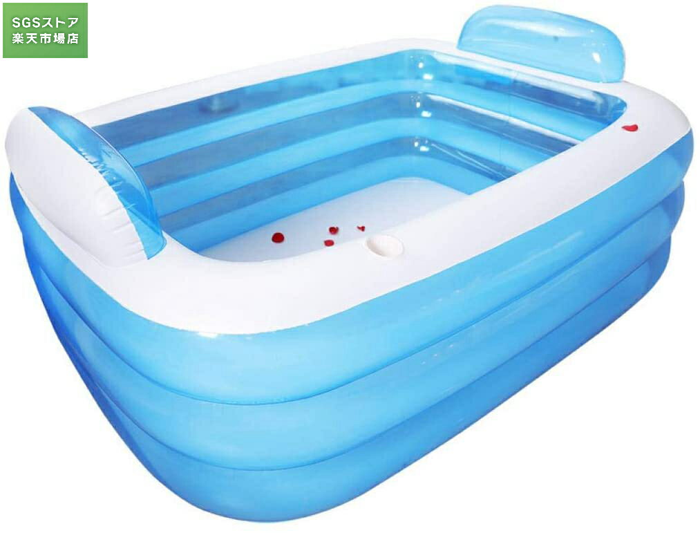 【素材構成】PVC。内容：プール本体、空気ポンプ 一つ。 【強い耐高温性】高品質材質を採用するので、40度ほどに耐えるプールは高温中でも変形しません。高温で臭い匂いがするのも心配要りません。この夏、家でもプールパーティを楽しめます。 【安全...