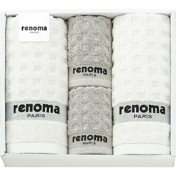 ●ブランド名:renoma●現品（フェイスタオル）約34×75cm・（タオルハンカチ）約25×25cm●フェイスタオル・タオルハンカチ各2枚●箱サイズ:23×26×6cm●箱重量:425g●温度帯区分:常温(ギフトの目的別)・お祝い:結婚 ...