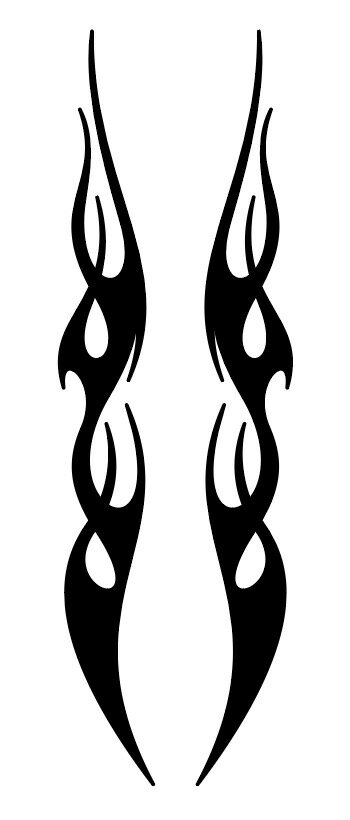 ★サイズ：　片方：縦20cm×横2.5cm★塩ビシート、屋外用長期対応★デザインのみが残るステッカーです。★背景の格子柄は、地肌とお考え下さい。★耐海水性　船舶、サーフボードもOKクールなフレイムデザイン！貼るだけでイイ感じにカスタマイズ出...