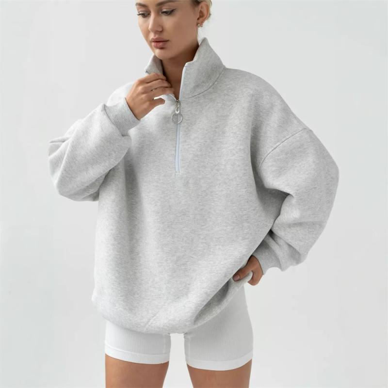 ・カテゴリ: スウェット/トレーナー・柄: 無地・スタイル: ストリート・袖丈: 長袖・ネックライン: 襟付き・シルエット: ルーズ・着丈: ミドル丈(65-80cm)・素材: ポリエステル・素材(混紡率): ポリエステル90-95%、スパ...