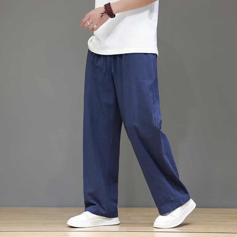 ・スタイル: 中国風・対象: 18-24歳・パンツ丈: フルレングス・パンツ型: ストレート・ウエスト: ミドルウエスト・ベルト: 無し・フロント: ひも・厚さ: 薄手・柄: 無地・素材: リネン・素材構成: リネン80%・シーン: デイリ...
