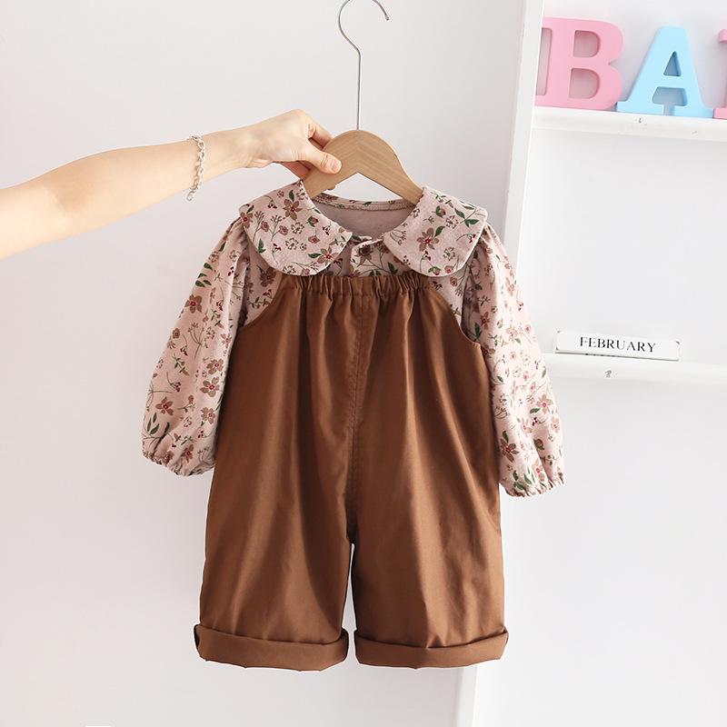 ・カテゴリ: 子供用セットアップ・対象: 女の子・スタイル: 韓国風・セット内容: トップス、ショートパンツ・袖丈: 長袖・連帽: なし・生地加工: 柔らか обработка・厚さ: 普通・柄: 花柄・素材: 綿・主素材: 綿95%・安全...