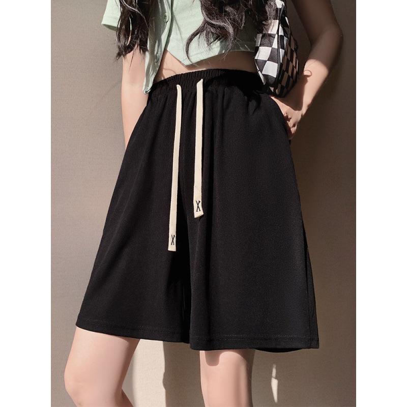 ・素材: ポリエステル、ポリエステル繊維・スタイル: カジュアル・パンツ丈: 5分丈・パンツ型: ストレート・ウエスト: ハイウエスト・厚さ: 薄手・特徴: ポケット・カラー: ブラック、ライトアプリコット、ピンク、ブルー、グリーン・サイズ...