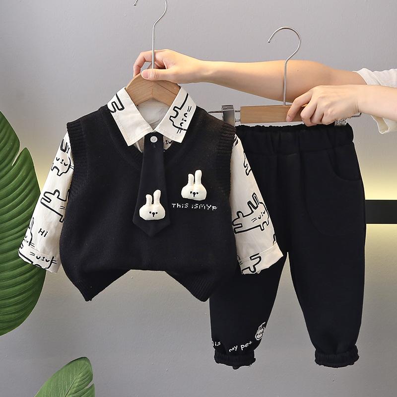 ・カテゴリ: 子供用セットアップ・対象: 男女兼用・スタイル: 韓国風・セット内容: トップス、パンツ、その他・対象年齢: 乳幼児(1~3歳, 80~100cm)・シーズン: 春、秋・袖丈: 長袖・パンツ丈: 長ズボン・生地加工: 起毛、柔...