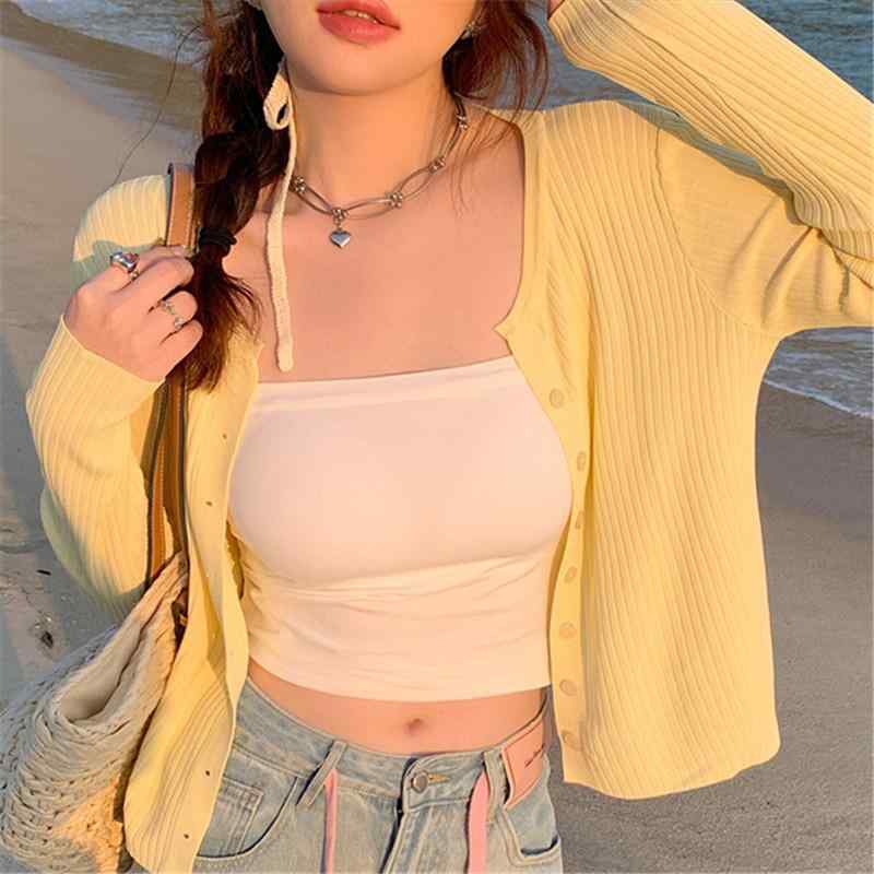 ・厚さ: 薄手・組み合わせ形式: 単品・スタイル: カーディガン・フィット: スリム・袖のタイプ: 姫袖・ネックライン: ポロネック・袖丈: 長袖・着丈: 短め（40cm<着丈≤50cm）・カラー: ホワイト, アプリコット, ブラッ...