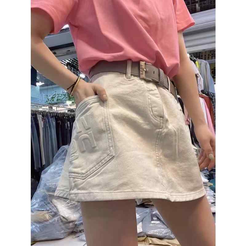 ・素材: 綿・スカート型: デニムスカート・スカート丈: ミニスカート・人気要素: ポケット・色: ベージュ・サイズ: S, M, L, XL, 2XL, 3XL, 4XL, 5XL・スタイル: 通勤・生地: デニム・メイン素材含有量: 5...