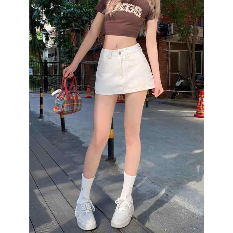 ・素材: 綿・スカート型: デニムスカート・スカート丈: ミニスカート・カラー: 黒/グレー, 白, 黒, 青・サイズ: XS, S, M, L, XL, XXL・スタイル: ガーリー・主な素材の含有量: 95%以上・テイスト: スウィート...