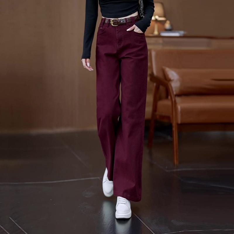 ・素材: 牛仔布、綿95%以上・スタイル: 直筒パンツ、ワイドレッグ、都市風、通勤・パンツ丈: ロング・ウエスト: ルーズ・特徴: 無地、ウォッシュ・カラー: アンゴラレッド・サイズ: 26, 27, 28, 29, 30, 31, 32