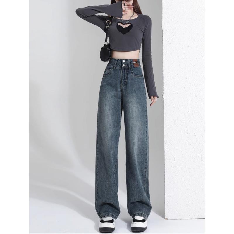 ・素材: デニム/綿・主素材: デニム/綿・主素材2: ポリエステル・スタイル: プルオーバー・パンツ丈: ロングパンツ・ウエスト: ハイウエスト・特徴: 無地・カラー: レトロブルー, ブラックグレー, ブラック, セメントグレー・サイズ...