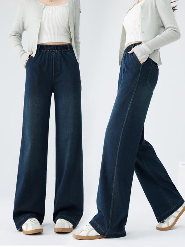 ・素材: 牛仔棉、綿、ポリエステル・スタイル: ストレート・パンツ丈: フルレングス・ウエスト: ハイウエスト・厚さ: 薄手・デザイン: 無地・カラー: デニムブルー、ヴィンテージブルー・サイズ: L(40-52.5kg), XL(52.5...