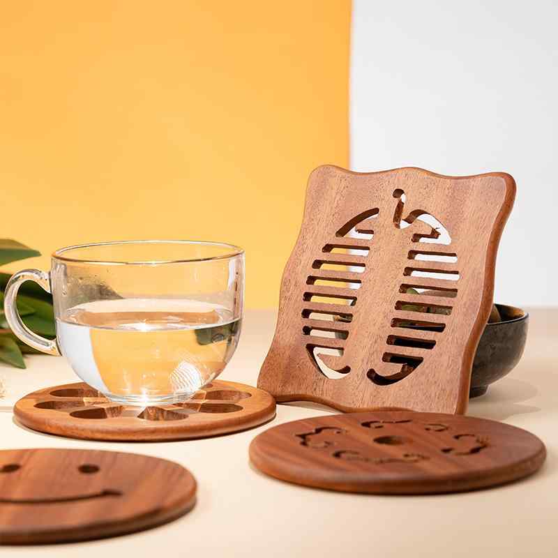 ・素材: 木質・柄: 花卉・色: 魚骨, 花開, 条紋・形状: 円形・スタイル: 新中式・隔熱墊: 防燙