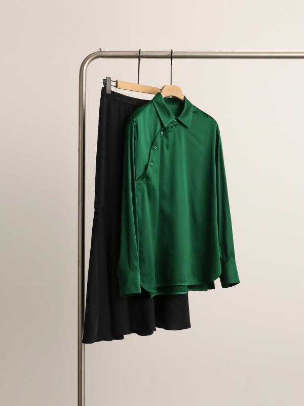 ・素材: 桑蚕丝・柄: 無地・スタイル: カーディガン・袖丈: 長袖・着丈: 普通(50cm超～65cm以下)・襟型: 襟付き・カラー: 祖母绿・サイズ: S, M, L, XL・タイプ: 通勤・前立て: シングルブレスト・素材割合: 90...