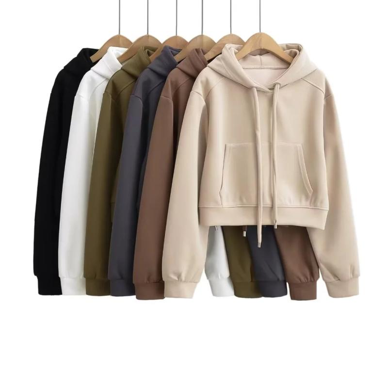 ・柄: 無地・スタイル: ストリート・袖丈: 長袖・ネックライン: フード付き・タイプ: プルオーバー・着丈: ショート・フィット: ゆったり・素材: 綿・カラー: ホワイト、ブラック、カーキ、コーヒー、ダークグレー、ミルクティー・サイズ:...