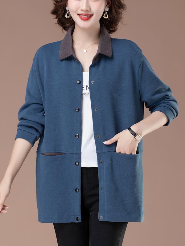 ・柄: 無地・スタイル: カーディガン・シルエット: ゆったり・着丈: ミドル丈(65cm超～80cm以下)・袖丈: 長袖・袖のタイプ: レギュラー・ネックライン: 襟付き・生地の厚さ: 普通・ディテール: リブ・素材: 綿・カラー: ブル...