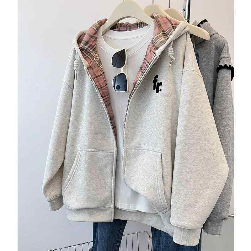 ・柄: 文字・スタイル: カーディガン、都市風、快適カジュアル・フィット: ゆったり・長さ: ミドル丈(50cm超65cm以下)・袖丈: 長袖・袖のタイプ: レギュラー・ネックライン: フード付き・厚さ: 普通・特徴: ジッパー・素材: そ...