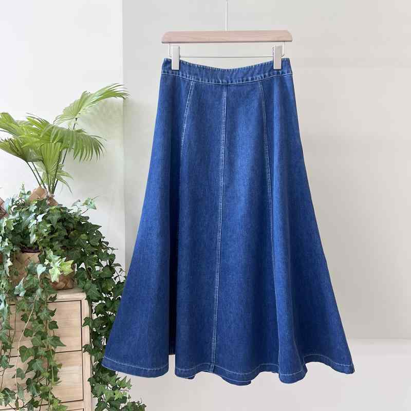 ・種類: スカート・素材: ナイロン、綿、ポリエステル・スタイル: カジュアル、韓国風・スカート丈: ミディアム丈・デザイン: 切り替え・カラー: デニムブルー・サイズ: S、M、L、XL・伸縮性: なし・主素材含有量: 70-80%・その...