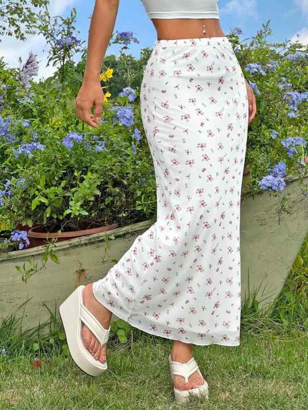 ・柄: 植物花卉・加工: デジタルプリント・素材: ポリエステル（95%以上）、網紗・スカート型: 魚尾スカート・スカート丈: ミモレ丈・流行の要素: プリント・色: Q55・サイズ: XS、S、M、L、XL・スタイル: 通勤・生地の伸縮性...