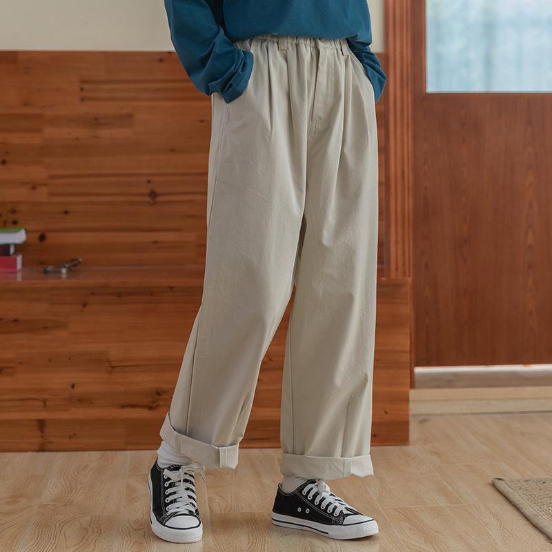 [ "・素材: 綿", "・スタイル: ワイドレッグパンツ", "・パンツ型: ストレート", "・パンツ丈: フルレングス", "・ウエスト: ハイ...