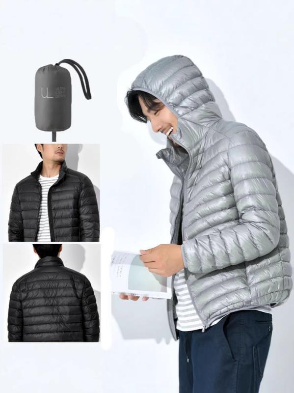 ・カテゴリ: 羽絨服 ・スタイル: 通勤 ・対象: 青年 ・厚さ: 薄手 ・フィット: ルーズ ・素材: ポリエステル ・中綿: 白鸭绒 ・ダウン含有量: 66%~70% ・襟: 立ち襟、フード付き ・着丈: 普通 (50cm＜着丈≤65c...