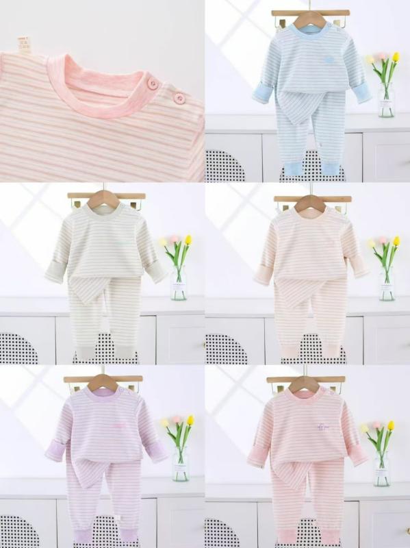 ・対象: 男女兼用・対象年齢: 中小・適用身長: 55-180cm・ネックライン: ラウンドネック・生地: 綿・生地加工: 起毛、柔軟加工・厚さ: 普通・柄: ストライプ・特徴: セット・メイン素材: 綿・メイン素材の含有量: 80%・色:...