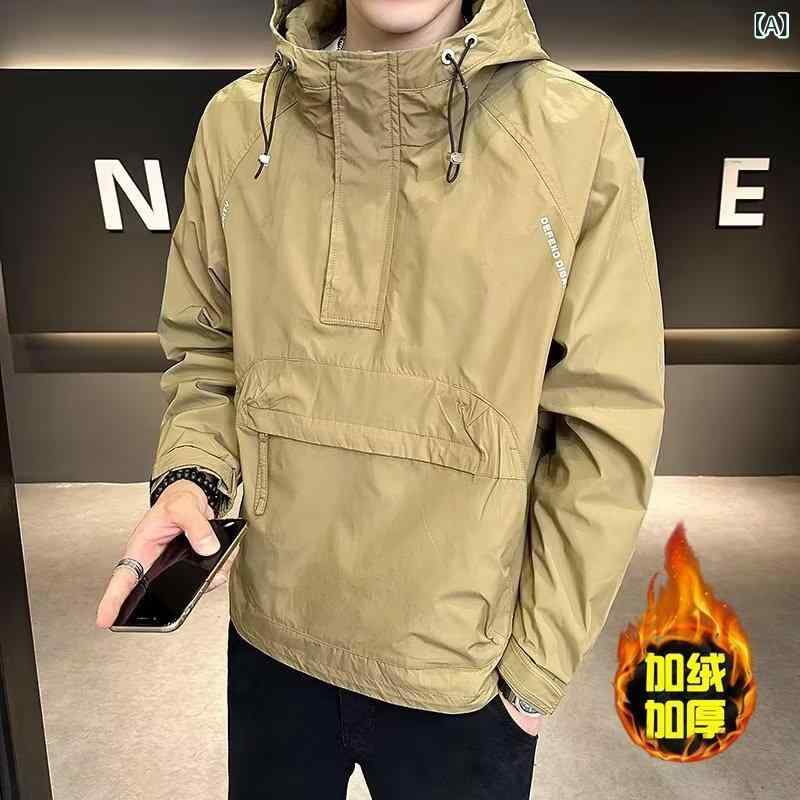 ・カテゴリ: 卫衣/绒衫・スタイル: カジュアル・袖丈: 長袖・厚さ: 厚手(裏起毛)・素材: ラミー51-70%・柄: 無地・フィット: ルーズ・対象: 青少年、成人、男性・カラー: カーキ、ブラック・サイズ: M、L、XL、2XL、3X...