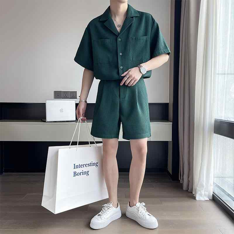 ・スタイル: 韓国版・厚さ: 普通・パンツ丈: ショートパンツ・トップススタイル: シャツ・トップス袖丈: 半袖・フード: なし・主な素材: ポリエステル繊維 88%・シーン: カジュアル・カラー: ホワイト、ブラック、グリーン・サイズ: ...