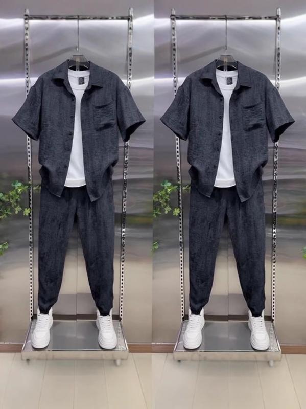 カテゴリ: メンズカジュアルセットアップ スタイル: 韓国風 厚さ: 普通 パンツ丈: ショート トップス: シャツ 袖丈: 半袖 フード: なし 対象年齢: 18-24歳 生地: ポリエステル 主素材: ポリエステル60% シーン: カジ...