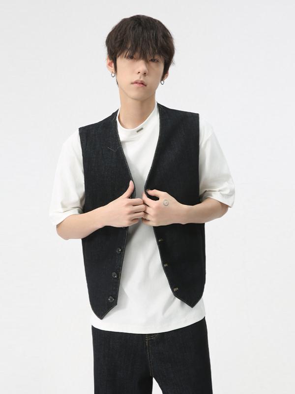 ・スタイル: 韓国版・厚さ: 普通・パンツ丈: 長ズボン・トップス: ベスト・袖丈: ノースリーブ・フード: なし・対象年齢: 18-24歳・素材: 綿95%、ポリエステル5%・主な素材: 綿・適用シーン: 日常・カラー: ブラック（トップ...