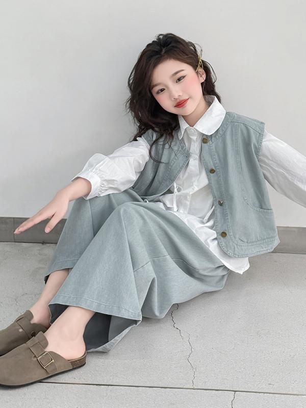 ・対象: 女の子・スタイル: 韓国風・セット内容: パンツセット (2点)・袖丈: 長袖・連帽: なし・パンツ丈: 長ズボン・生地加工: 柔らかい加工・厚さ: 普通・柄: 無地・実写画像: モデルあり・要素: セットアップ・生地: 綿・主な...