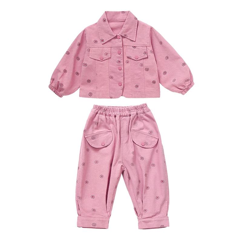 ・対象: 女の子・スタイル: 韓国・セット内容: パンツ・セット枚数: 2枚・対象年齢: 3～8歳、100～140cm・袖丈: 長袖・パンツ丈: 長ズボン・厚さ: 普通・柄: 花柄・素材: デニム・主な素材: 綿90%・安全等級: B・留め...