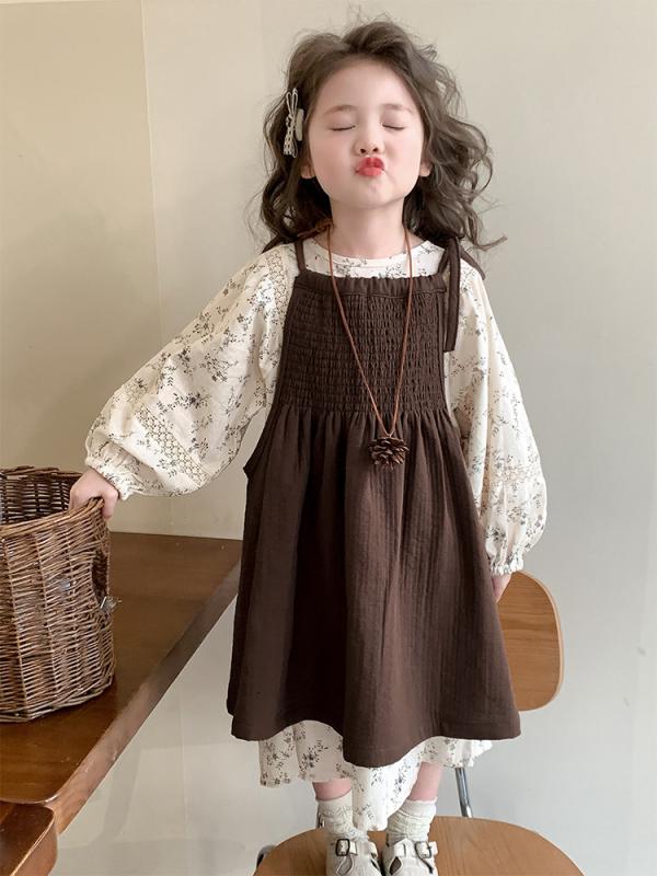 ・対象性別: 女の子・スタイル: 韓国風・セット内容: スカートセット（2枚）・対象年齢: 中小規模の子供 (3〜8歳、100〜140cm)・袖丈: 長袖・連帽: なし・生地加工: 柔らかい・厚さ: 普通・柄: 花柄・素材: 綿混紡・主素材...