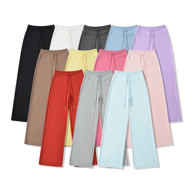・素材: 綿、スパンデックス・スタイル: カジュアル、韓国風・パンツ丈: フルレングス・パンツ型: フレア・ウエスト: ハイウエスト・厚さ: 普通・カラー: ホワイト（微透）、ブラック、黒花灰、雾霾ブルー、ライトパープル、ミルクティーブラウ...