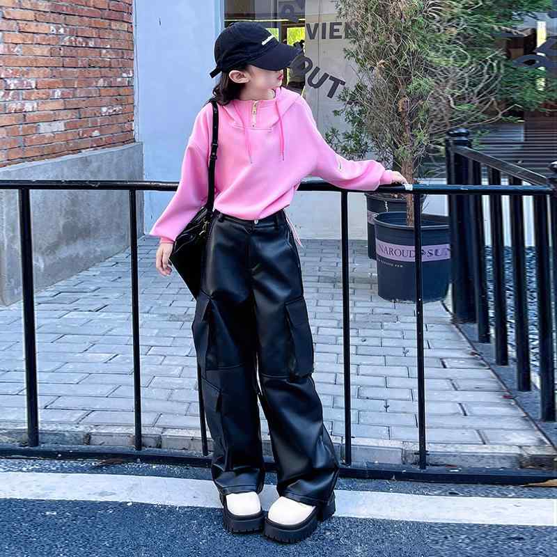 ・対象: 女の子・スタイル: 韓国・セット内容: パンツ・枚数: 2枚・対象年齢: 8歳以上・袖丈: 長袖・パンツ丈: 長ズボン・生地加工: 柔らか обработка・厚さ: 普通・柄: 無地・画像: モデル着用写真・要素: スポーツ, ...