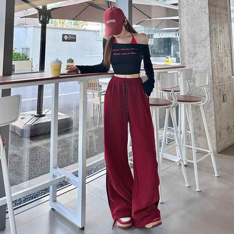 ・素材: 綿、ポリエステル・パンツの長さ: フルレングス・パンツのスタイル: ストレート・ウエスト: ハイウエスト・厚さ: 普通・スタイル: 通勤・カラー: 杏色、赤色、中灰色、紺色・サイズ: S、M、L、XL・伸縮性: 若干・対象: レデ...