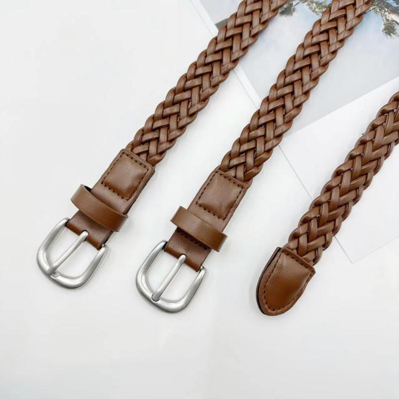 ・素材: PUレザー・バックル素材: 合金・バックルタイプ: ピンバックル・カラー: コーヒーブラウン・ベルト幅: 普通(2～4cm)・長さ: 約100cm・サイズ: 98・スタイル: ストリート、個性派、INS風・加工: 草編み、電気メッ...
