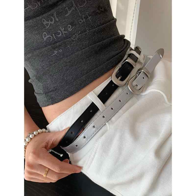 ・ウエストバンド素材: PUレザー・バックル素材: 合金・留め具タイプ: ピンバックル・カラー: ホワイト,シルバー,ブラック・幅: 細め(2cm未満)・長さ: 102.5cm・スタイル: 万能, カジュアル, シンプル, シック