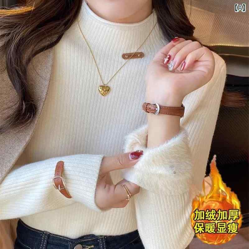 ・カテゴリ: ニット・素材: ポリエステル・柄: 無地・厚さ: 厚手・スタイル: プルオーバー・シルエット: レギュラー・ネックライン: セミハイネック・袖丈: 長袖・袖のデザイン: フレアスリーブ・カラー: ホワイト、ブラック、グリーン、...