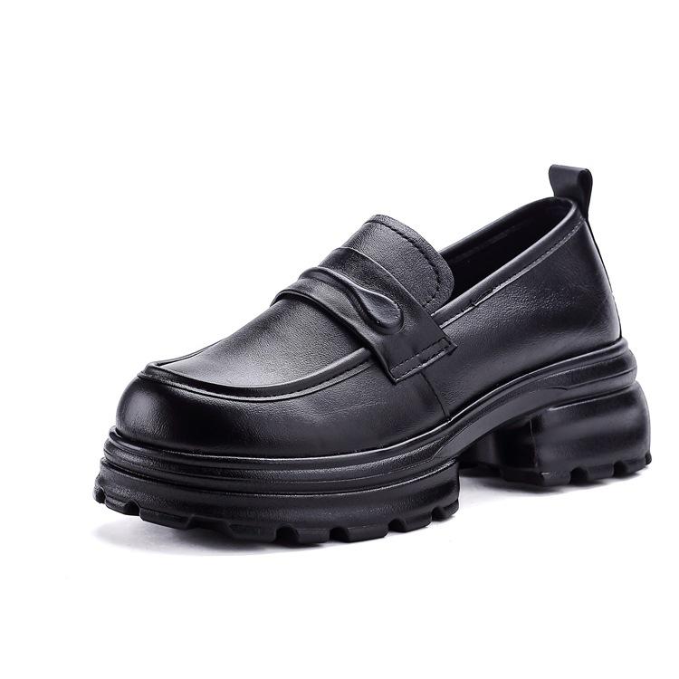 ・カラー: ブラック、ブラウン・サイズ: 35、36、37、38、39、40・流行の要素: ウェッジソール・つま先の形状: スクエアトゥ・スタイル: 韓国・アッパー素材: 牛革・皮革の特徴: 牛革・ヒールの高さ: ミドルヒール（3〜5cm）...