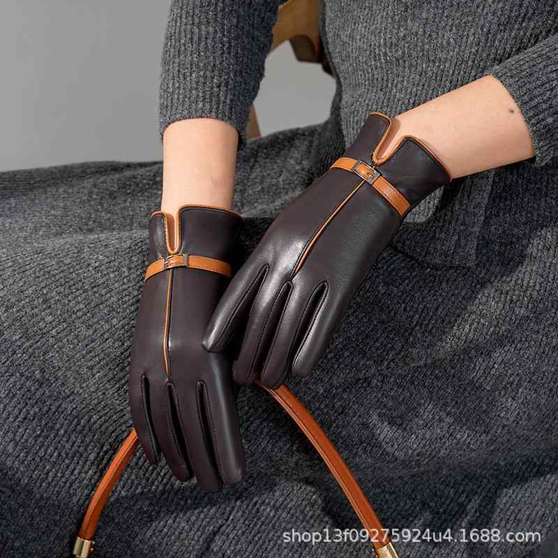 ・機能: 防寒、防風、日焼け止め、タッチパネル対応・スタイル: 百搭、エレガント、OL、シンプル、欧米、軽 роскошь、高級感・カラー: ブラック、ブラウン・サイズ: M、L・素材: 羊革・種類: 手袋・デザイン: 刺繍、絞り染め・カテ...