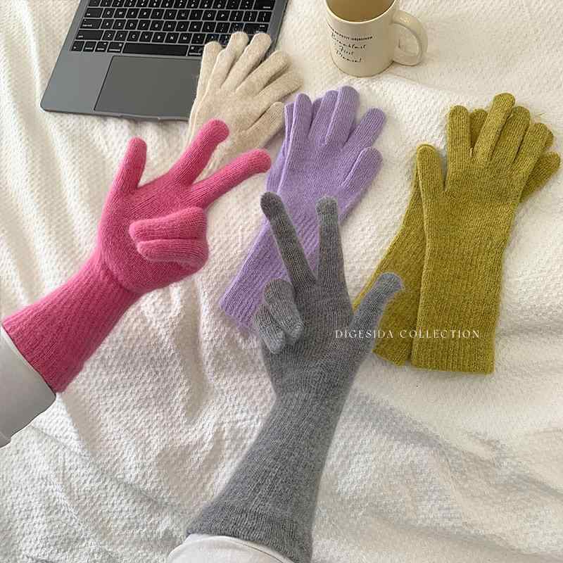 ・機能: 保温・スタイル: 分指手袋・カラー: ローズレッド, ベージュ, ジンジャーイエロー, ダークグリーン, ブラック, グレー・サイズ: フリー・生地: ウサギの毛・製品カテゴリ: 保温手袋・テイスト: スウィート, 韓国風