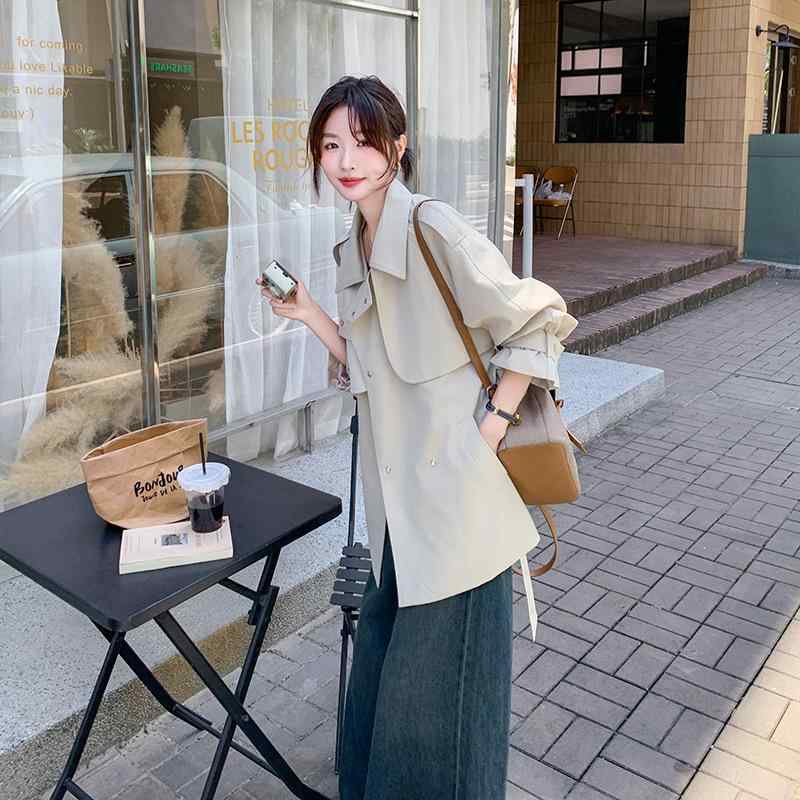 ・素材: ポリエステル繊維・柄: 無地・厚さ: 中厚・フィット: ゆったり・襟型: 襟付き・袖丈: 長袖・デザイン: レースアップ・カラー: カーキ・サイズ: S, M, L, XL・スタイル: エレガント, 通勤・袖のタイプ: ドロップシ...