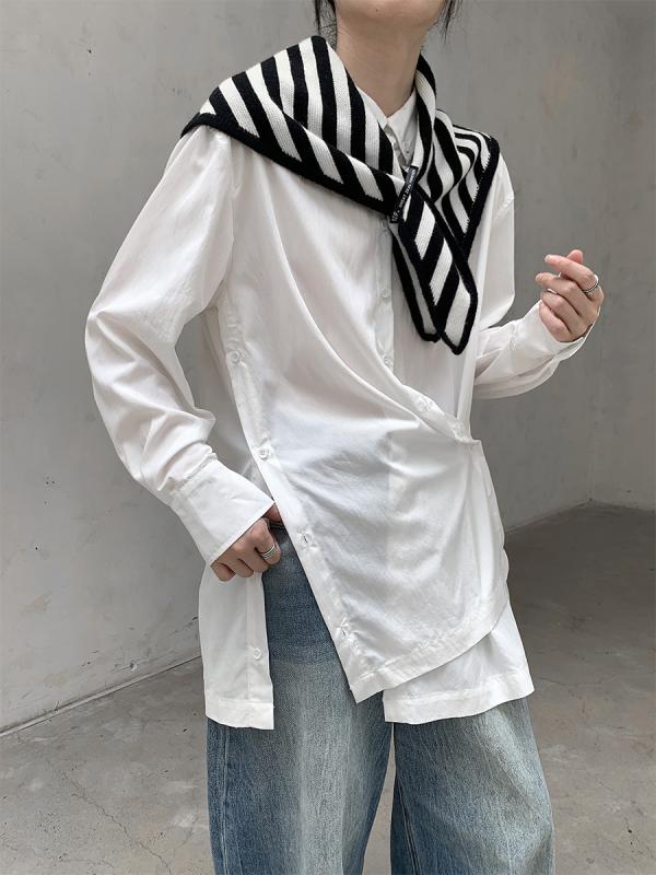 ・素材: 綿・柄: 無地・スタイル: カーディガン・袖丈: 長袖・フィット: ゆったり・着丈: ミドル丈 (50cm超～65cm以下)・ネックライン: ラウンドネック・袖のタイプ: レギュラー袖・装飾: ボタン・カラー: ホワイト、ブラック...